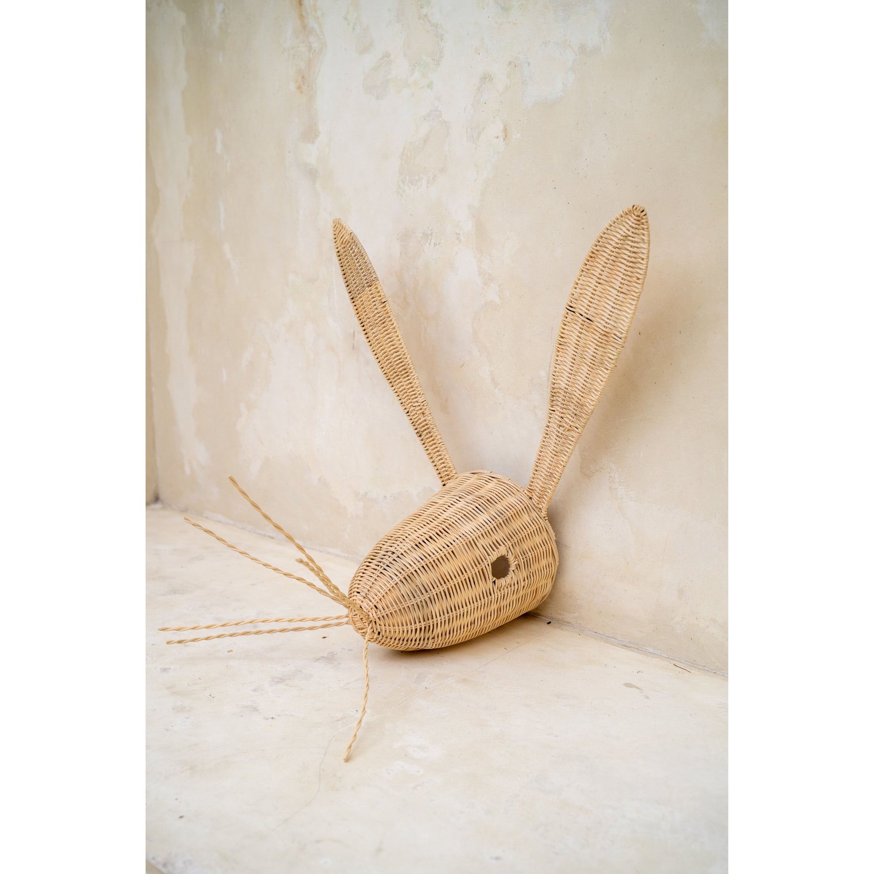 Rattan Bunny Head Wall Sculpture | Whimsical Handmade Nursery Decor ...