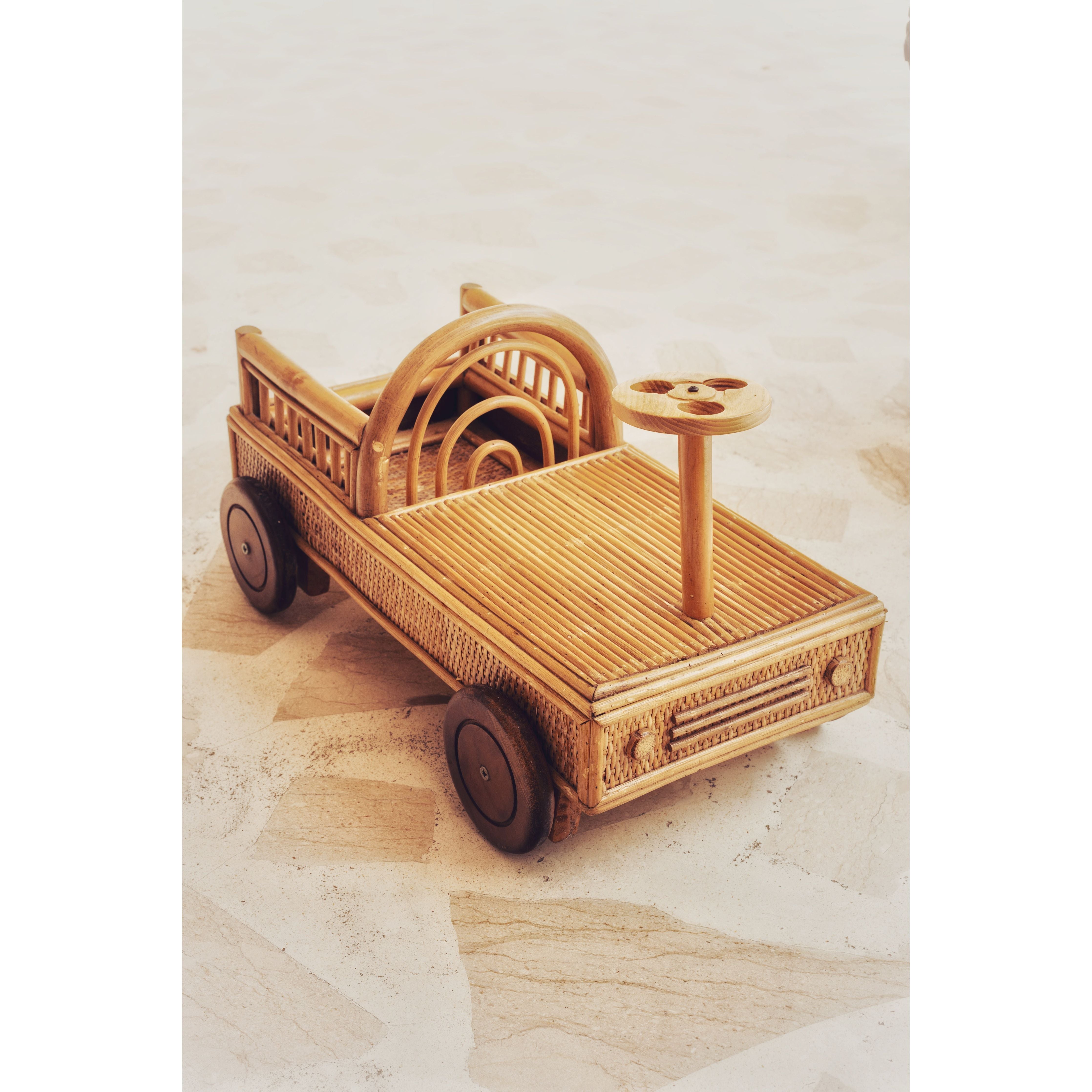 Freebird Rainbow Wagon – Rattan Pull Toy for Playroom & Ride-On Fun ...